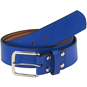 TCK Premium Leather Baseball Softball Belt (Royal Blue, 42")