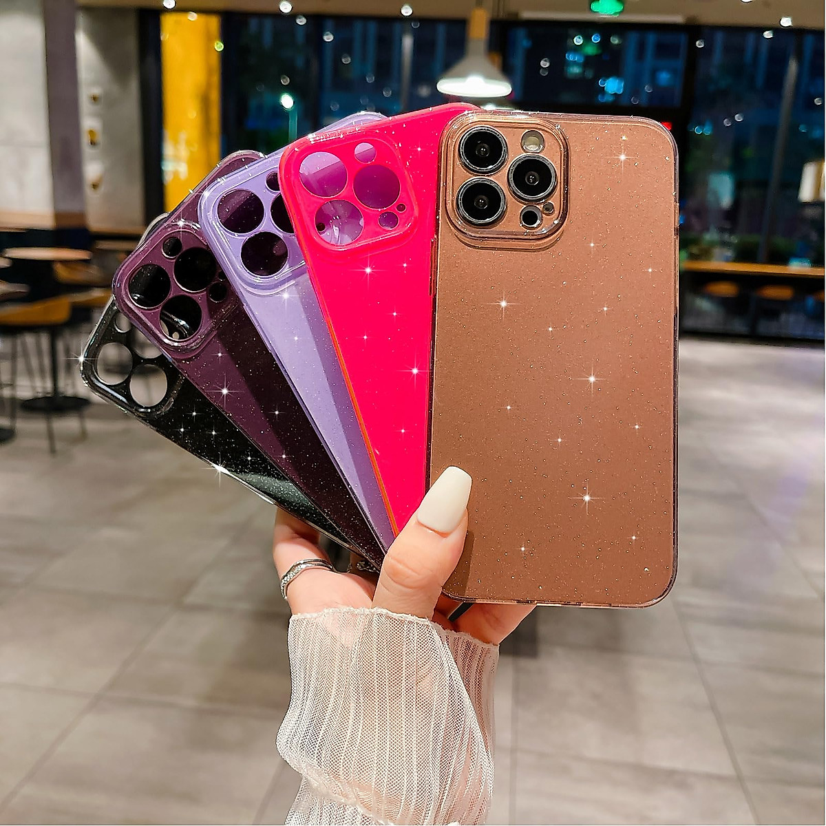 LIFCIUSO Glitter Bling Compatible with iPhone 13 Pro Max Case (6.7 inch) - Cute Sparkly Protective Case for Women and Girls, Soft TPU Design in Black