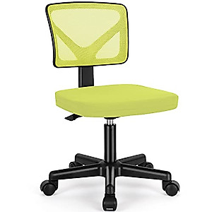 Home Office Chair Mesh Armless Computer Desk Chair Ergonomic Task Rolling Swivel Chair Adjustable Modern Chair with Lumbar Support, Green