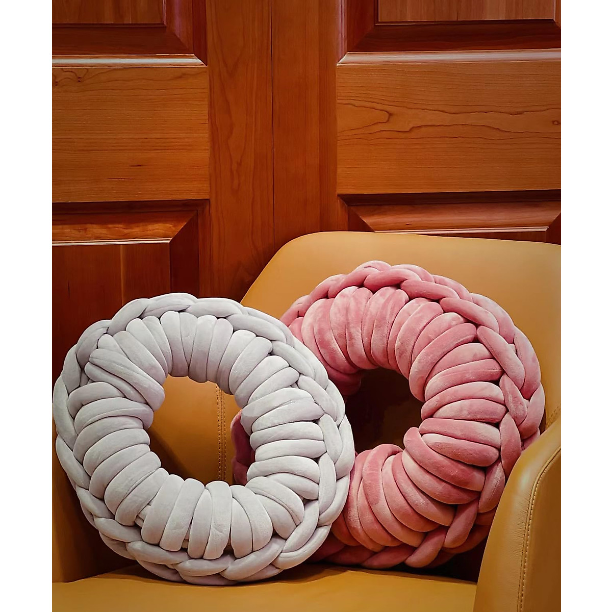 Super Soft Velvet Bulky Tube Yarn for Hand Knitting Blanket for Braided Knot, Giant Arm Knitting Yarn for Knitting Throw Rugs Pillow(Dark Pink 0.55lb)