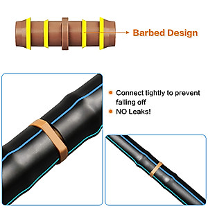 JAYEE 25 Pack Drip Irrigation Barbed Coupling Fittings (17mm) for 1/2" Drip Hose(0.600”ID), Sprinkler Tubing Connector for Drip System