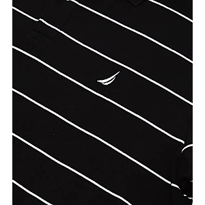 Nautica Men's Tall Classic Short Sleeve Striped Polo Shirt, True Black, 4X Big