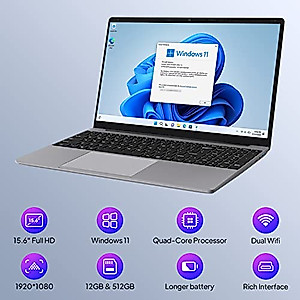 ApoloSign Versatile 15.6 Inch Laptop | Intel N5095 CPU, 12GB RAM | 512GB SSD | FHD IPS Display | Long Battery Life