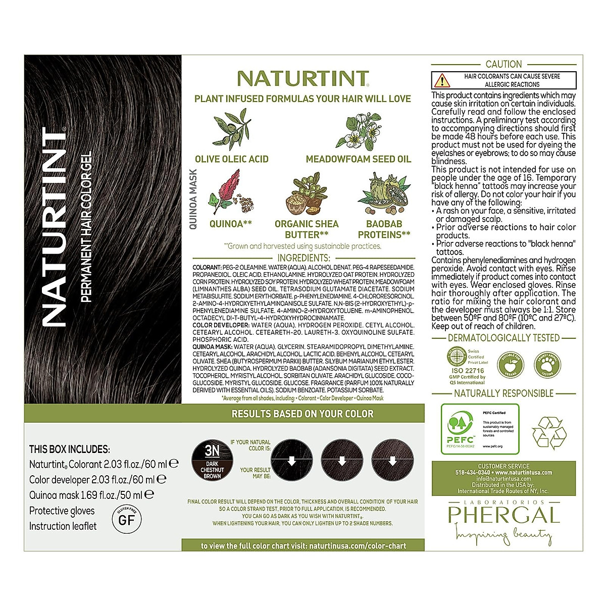 Naturtint 3N Dark Chestnut Brown Permanent Hair Color (Pack of 6), Ammonia Free, Vegan, Cruelty Free, up to 100% Gray Coverage, Long Lasting Results (Packaging may vary)