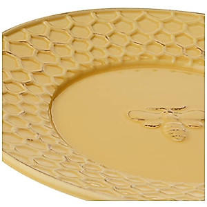 Boston International Embossed Stoneware Plate, 8-Inch Diameter, Honeycomb
