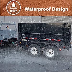 8Pcs 2 Inch Round Led Trailer Marker Lights, 4 Amber + 4 Red 2 Inch Round LED Side Marker and Clearance Marker Lights 4 LED Sealed Flush Mount w/Grommets and 2 Prong Trailer Wire Pigtails Waterproof