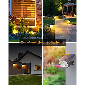 Kaxiida Solar Lights Outdoor Waterproof, IP68 Adjustable SpotLights Wall Lights in One, 56LEDs Solar SpotLights, for Garden Pool Courtyard Driveway-Warm White