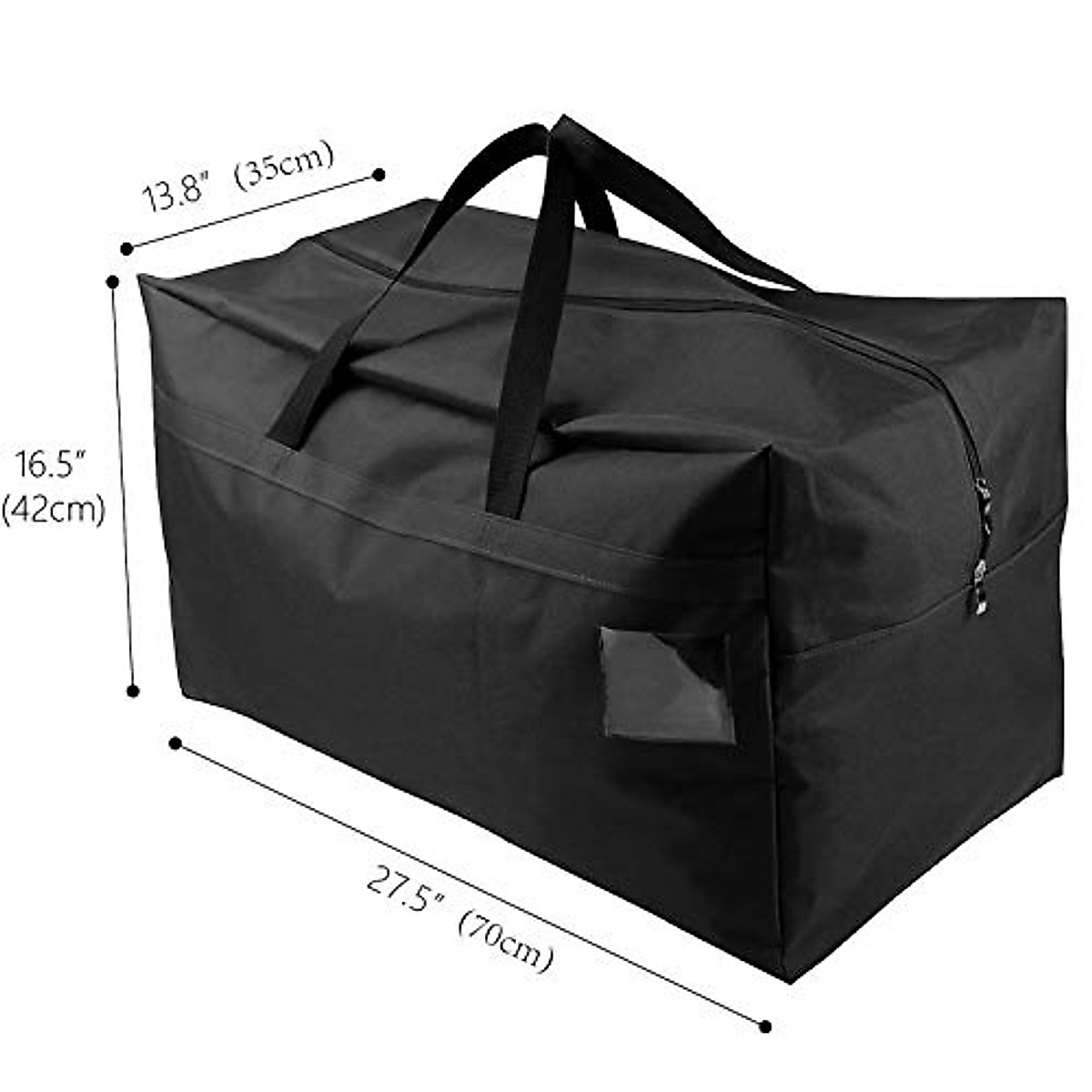 AMJ Christmas Decorations Storage Container Bag | Holds Xmas Trees, Lights, Balls etc, Unzippered Top Three Side Open Bag, Black