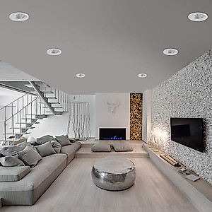 6" LED Integrated Ridged Spot Baffle Round Trim Recessed Lighting Kit 4-Pack, 11 Watts, Energy Star, CEC Title 24 Compliant, IC Rated, Dimmable, White, 6.25" Hole Size,91340