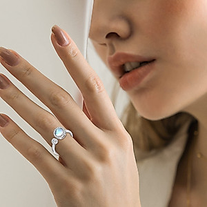 TIGER RIDER Anxiety Spinner Moonstone 925 Sterling Silver Ring for Women, Crystal October Birthstone Adjustable Ring, Anxiety Relief Rings for Girls, Graduation Gifts