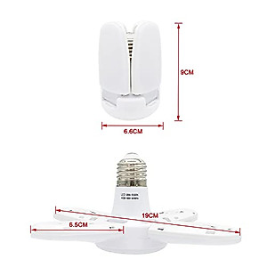 LED Garage Lights- 38W 6000LM 6500K E27/E26 LED Garage Ceiling Lights with 4 Adjustable Panels for Garages, Workshop,Indoor, Outdoor, Workshop and Warehouse, Full Area