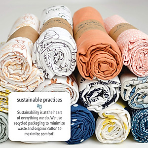 Oliver & Rain Organic Muslin Baby Girl Swaddle Blankets 3 Pack Receiving Blanket, Veggie Print, Purple Floral, Olive