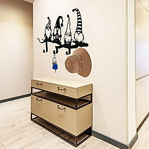 Gnome Gift Metal Key Holder for Wall Decorative, Gnome Key Rack Hanger Wall Mounted with 4 Hooks, Cute Gnome Décor for Entryway Key Cabinet Indoor Children Room