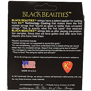 DR Strings Electric Guitar Strings, Black Beauties - Black Coated, 12-52 (BKE-12)