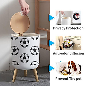 LGCZNWDFHTZ Small Trash Can with Lid for Bathroom Kitchen Office Diaper Soccer Football Seamless Pattern Texture Bedroom Garbage Trash Bin Dog Proof Waste Basket Cute Decorative