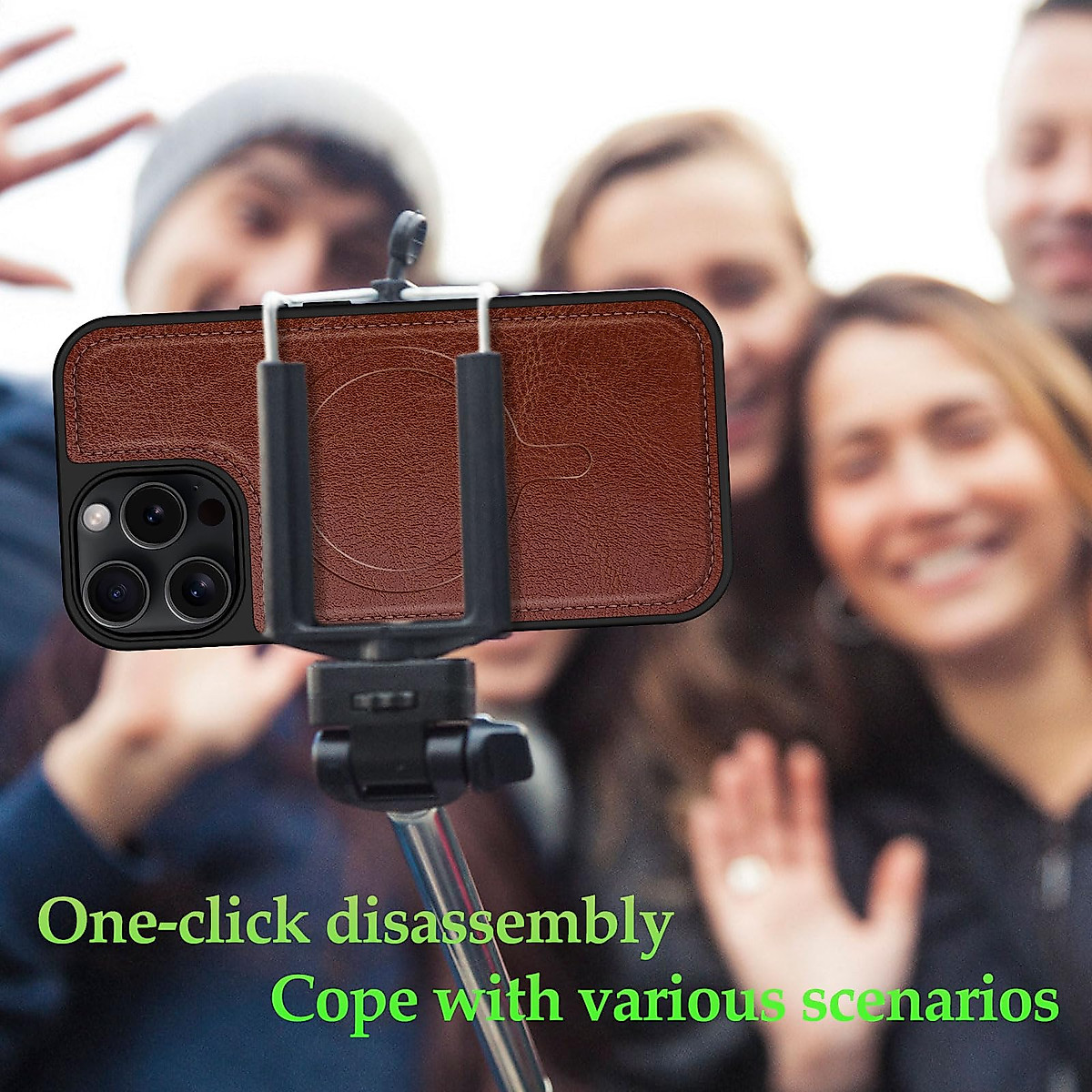 DJBEAR for iPhone 15 Pro Max 6.7"[compatible magsafe] wallet case,[Magnetic 2-in-1 Detachable][Back Flip Folio phone cases][RFID Blocking Leather] Shockproof Women Men Cover for Apple 15 ProMax Brown