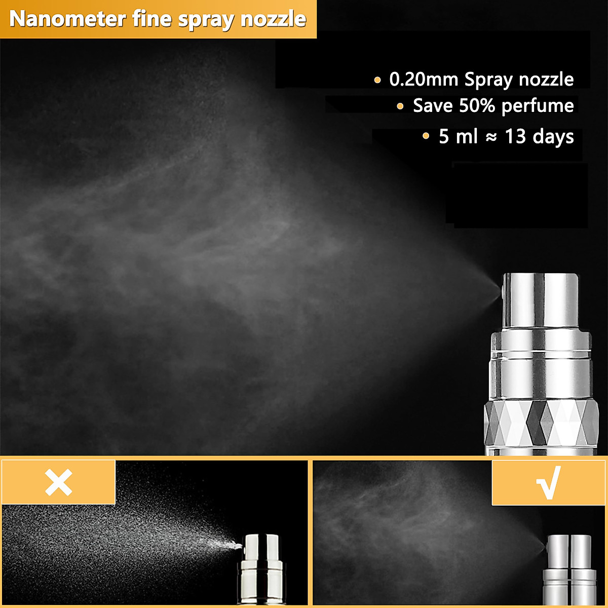 ANTOKX Perfume Refillable Bottle Atomizer - 5ML Pocket Perfume Atomizer, Perfume Bottles Empty, Refillable Perfume Spray Bottle, Portable Perfume Sprayer for Women and Men (Black)