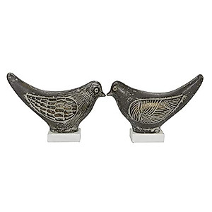 Deco 79 Set of 2 Brown Ceramic Coastal Bird Sculpture 16.75, 18.25 Inches