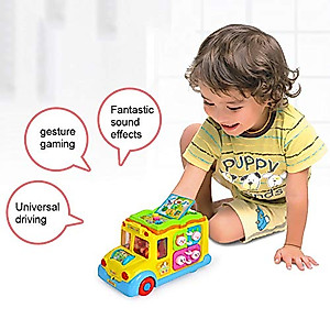 Luwsldirr Kids Cartoon Sound Light School Bus Kids Preschool Interactive Educational School Bus#