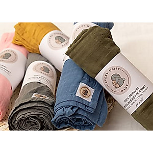 Every Daisy Baby Muslin Swaddle Blanket - Certified Organic Cotton Breathable Receiving Blanket, Extra Soft Newborn Nursery Wrap for Boys & Girls Solid Colors 47 x 47 inches (Blueberry Yogurt)