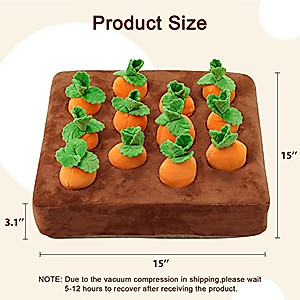 IVVIQQ Interactive Dog Toys，Carrot Snuffle Mat for Dogs Plush Puzzle Toys 2 in 1 Non-Slip Nosework Feed Games Pet Stress Relief with 12 Carrots