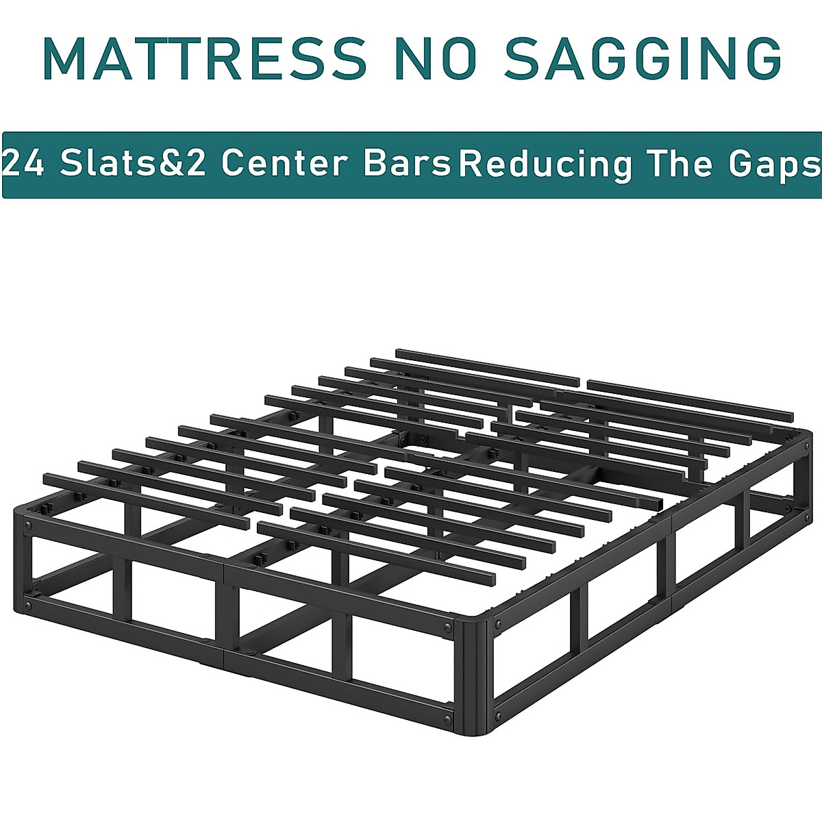 Hunlostten 5 in High Heavy Duty Full Size Bed Frame No Box Spring Needed, Low Metal Bed Frame Full, Sturdy Steel Support Mattress Foundation, Easy Assembly, Noise Free