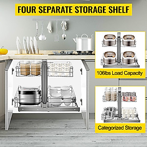 VEVOR Pull Out Blind Corner Cabinet, 15.7 Inch Opening Chrome Soft Close Blind Corner with Four Shelf, Slide Out Kitchen Cabinet Organizer for Minimum Cabinet Size 31.5''Wx21.6''Dx25.6''H