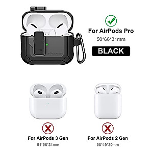 Nillkin for Airpods Pro Case Cover with Secure Lock,Press auto pop-Out Earphone case, Military Grade Armor Solid case Full-Body Hard Shell Protective Cover with Keychain for AirPod Pro 2019 - Black