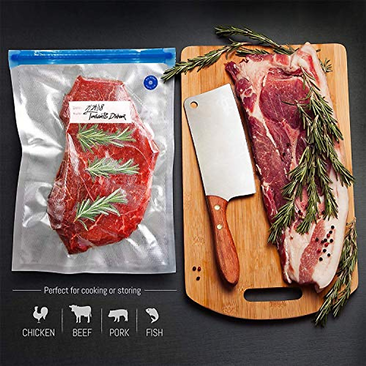 VICARKO Vacuum Sealer Bags, Vacuum Storage Bags, Sous Vide Bags, Reusable Bags, Food Saver Zipper Bags, Upgraded Valve, BPA Free,10 Pcs, 4.3L, 13.5 x 10.5"