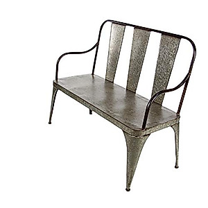 Deco 79 Farmhouse Metal Solid Outdoor Bench, 47" x 26" x 40", Silver