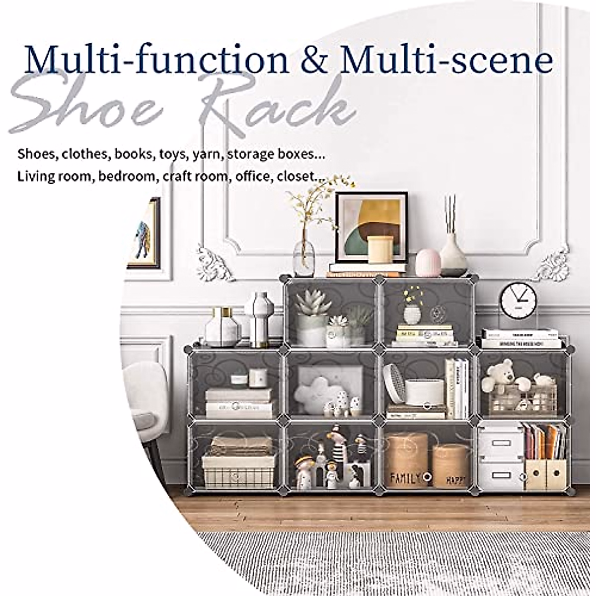 Aeitc 100 Pairs Shoe Rack Organizer Shoe Organizer Expandable Shoe Storage Cabinet Narrow Standing Stackable Space Saver Shoe Rack for Entryway, Closet with Hook and Side Shelf,Black