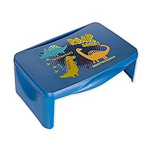 Baby Boom Funhouse Dinosaurs Kids Lap Desk with Storage - Folding Lid & Collapsible Design - Portable for Travel or use in Bed at Home - Great for Writing, Reading, Blue, 1 Count