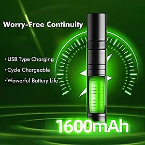 Cyahvtl Laser Pointer, 2000 Metres Green Long Range High Power Handheld Flashlight, Rechargeable Laser Pointer for USB, with Star Cap Adjustable Focus Suitable for Projecto