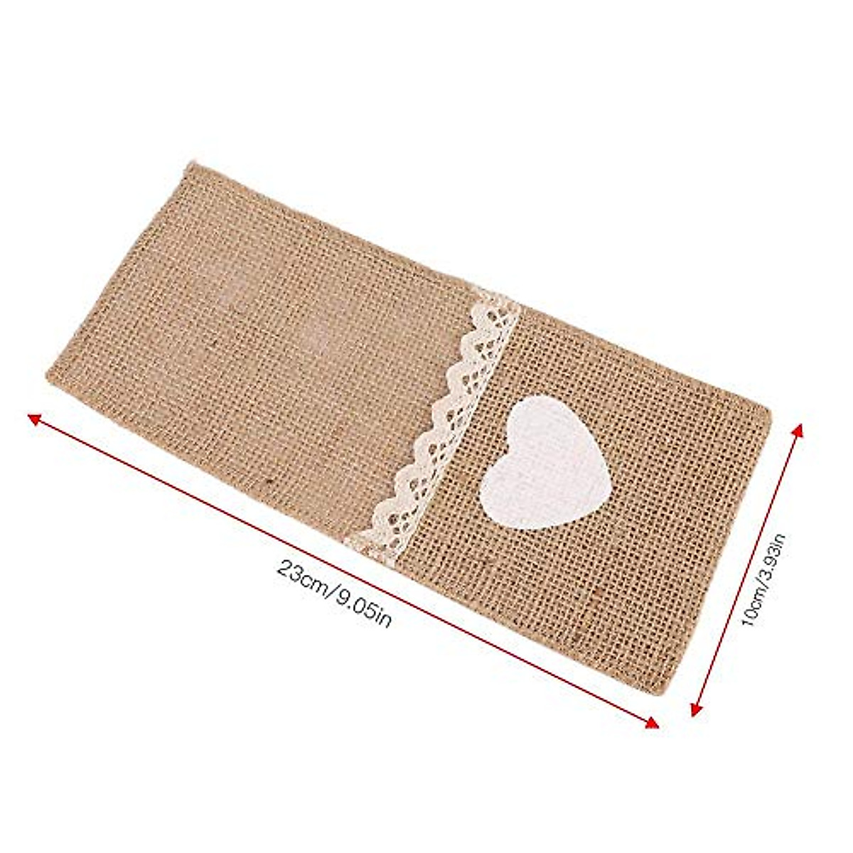 atural Burlap Tableware Utensil Holders Burlap Lace Silverware Holder Fork Bag Cutlery Pocket Natural Burlap Lace Pouch Utensil Holders Rustic Decorations For Wedding Party(Heart-Shaped)