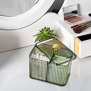 Cotton Swabs Dispenser 3 Grids Cotton Swabs Holder with Clear Lid Cosmetic Organizer Simple Style Cotton Pad Holder Storage Box for Table Bathroom Organizer Cotton Swabs Dispenser Cotton Pad Dispe