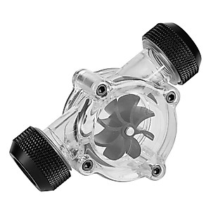 Female to Female Transparent Measuring Indicator G1/4" Water Meter 8 Impellers PC Water Cooling Flowmeter Tube Connectors Acrylic + Silicone(Black)