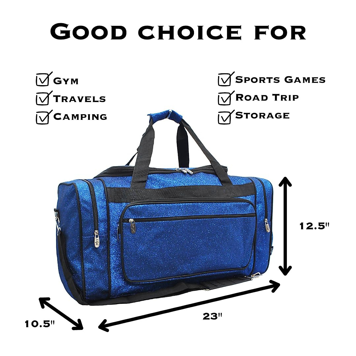 NGIL Canvas 23" inch Duffle Bag (Royal Blue Glitter)
