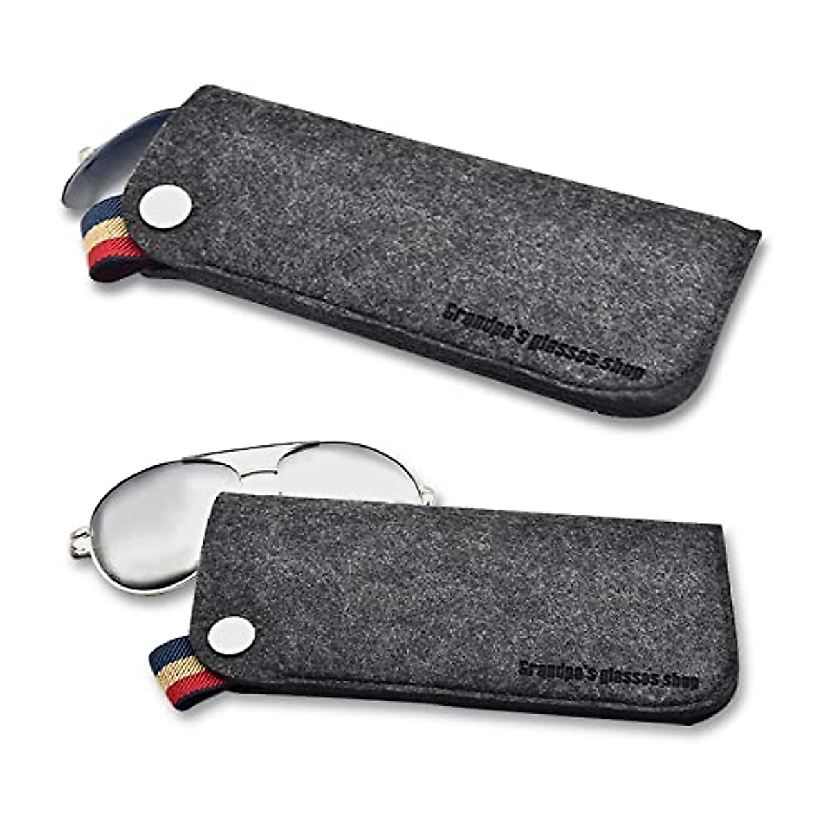 Yonput 2 PCS Thickened Felt Sunglasses Case Portable Eyeglasses Pouch Glasses Bag, Soft Felt Slip-in Pouch Case for Women Men (Black)