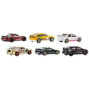Hot Wheels Japanese Multipacks of 6 Toy Cars, 1:64 Scale, Authentic Decos, Popular Castings, Rolling Wheels, Gift for Kids 3 Years Old & Up & Collectors
