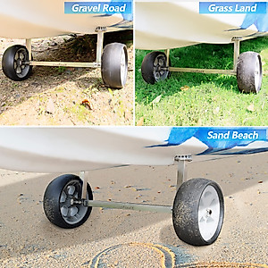 GanFindX Quick-Detachable Stainless Steel Sit on Top Kayak Cart with Puncture-Resistant Wheels Width Adjustable Canoe Trolley, Suitable for Kinds of Kayaks and Canoe with Plug Holes