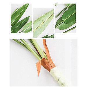 Artificial Tropical Palm Leaf Bush Greenery Plastic Faux Bird of Paradise Fake Eva Curcuma Plant Bundle with 7 Leaves for Home Garden Office Store Decoration (Green - Pack of 2 pcs)