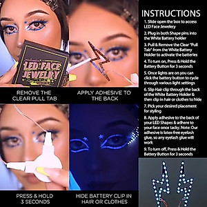 Neon Cowboys® Light-up LED Face Jewelry Sticker Gems, Face Jewels for Women, Light Up Cowboy Stickers, Eye Gems, Makeup Gems, Festival, Birthday, Bachelorette Party, Concert Neon Stickers