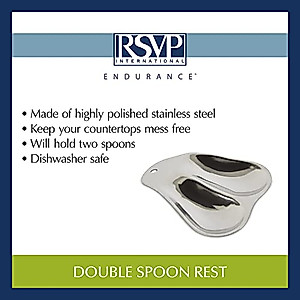 RSVP Stainless Steel Double Spoon Rest. 7"
