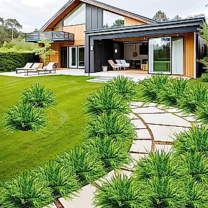 Kinisty 12 Bundles Artificial Plants for Outdoors Fake Boston Fern Bushes UV Resistant Faux Plants Shrubs Greenery Plastic Plants for Outside Porch Planter Patio Window Box Garden Decor