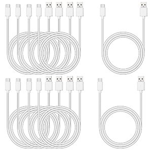 Smays USB C Cable Bulk, 6ft 10-Pack Type C Phone Charger Cord White