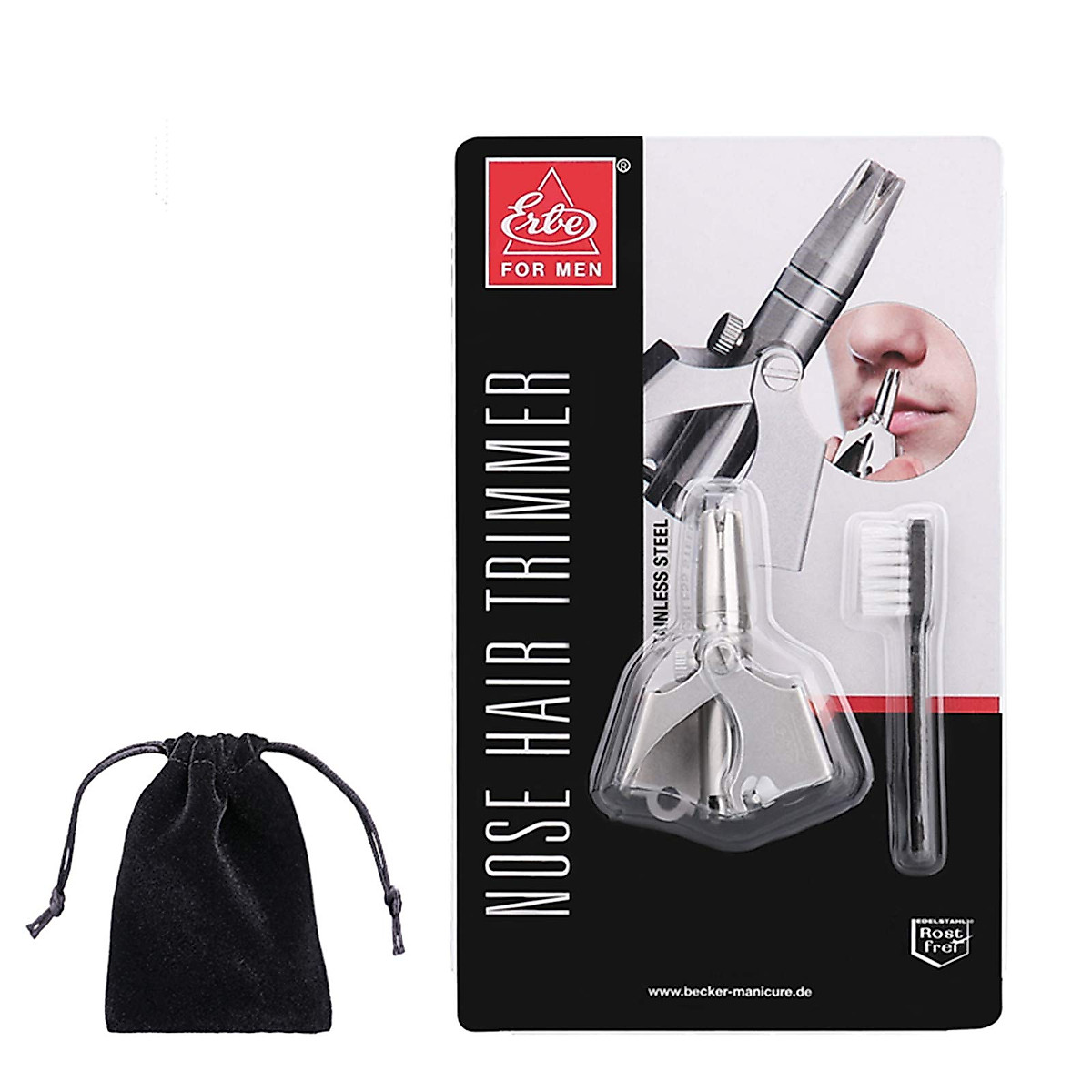 Nose Hair Remover Stainless with Brush - Erbe Solingen