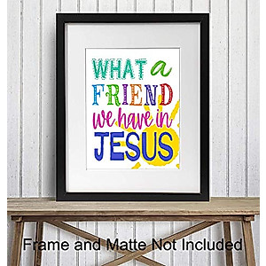 Religious Wall Decor - God Wall Decor - Christian Wall Art for Boys or Girls Room Decor, Kids Bedroom, Sunday School, Church - Catholic Gifts - Bible Verse Wall Art - Scripture Wall Decor Picture