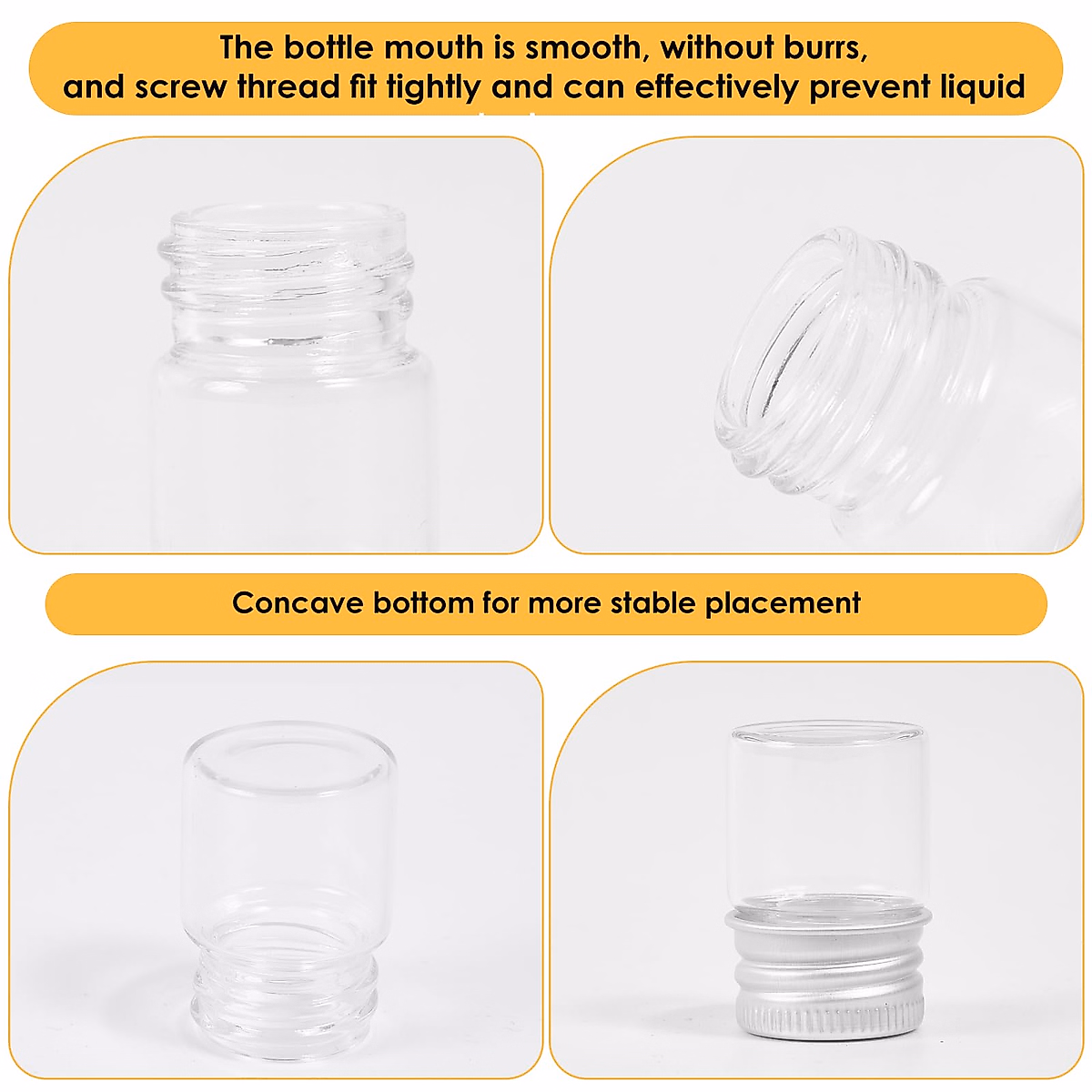 5ml Glass Vials with Screw Caps and Plastic Stoppers, Small Clear Liquid Sample Vial, Leak-Proof Vial, 12PCS