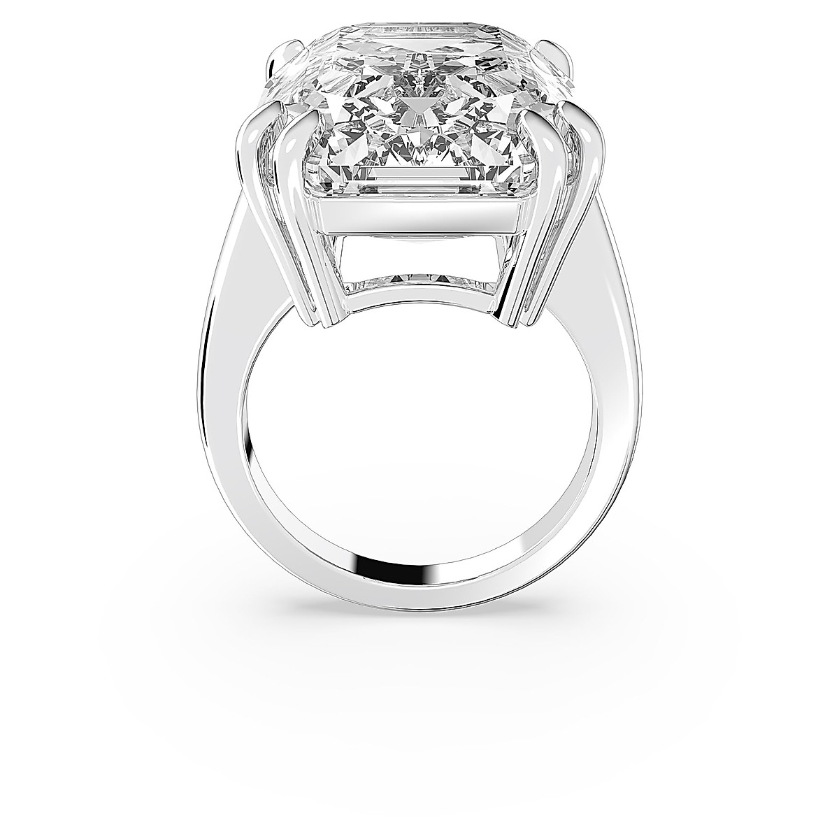 SWAROVSKI Mesmera Ring, Large Clear Crystal with a Rhodium Finish Setting, Size 7, Part of The Mesmera Collection