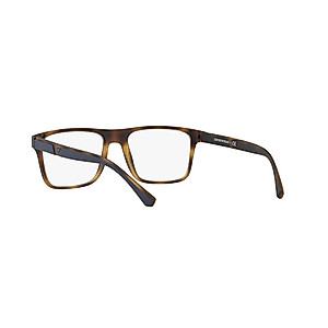 Emporio Armani Men's EA4115 Prescription Eyewear Frames with Two Interchangeable Sun Clip-Ons Rectangular, Matte Havana/Clear/Brown Gradient/Blue Mirrored, 54 mm